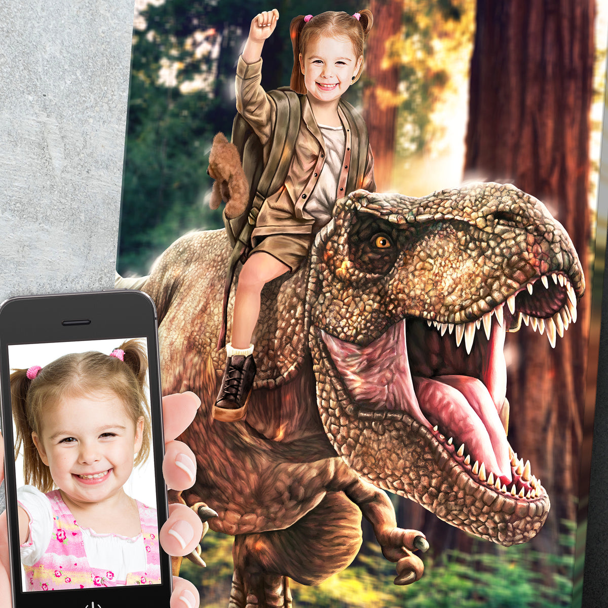 Personalised Dinosaur Print | Custom Canvas or Poster | Kids T-Rex Jur ...