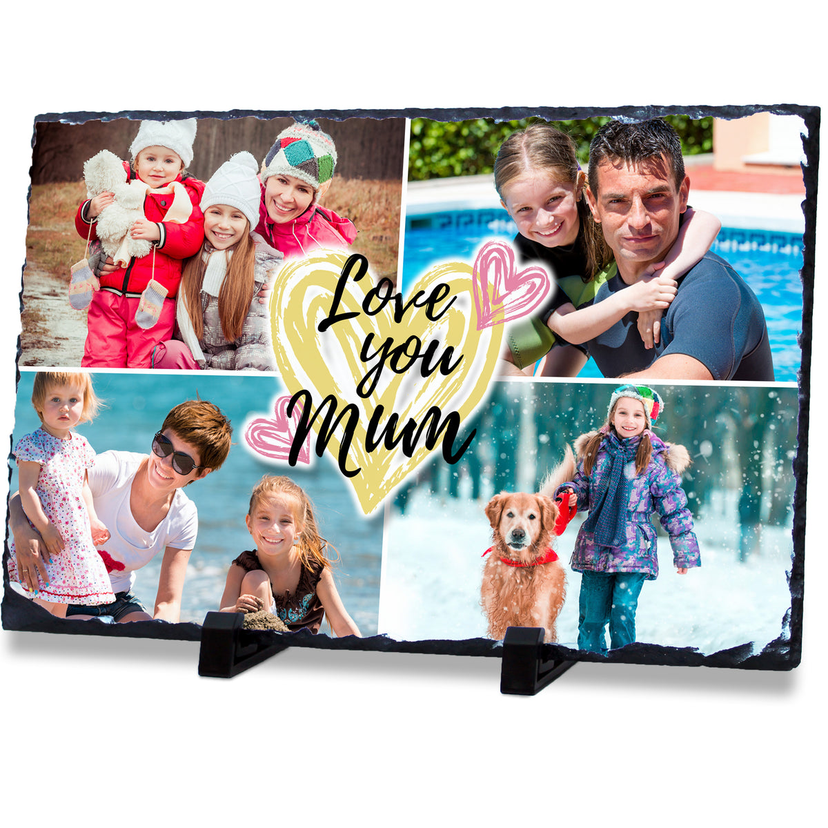 Mother's Day Personalised Rock Slate Collage - 4 Photos Custom Printed ...