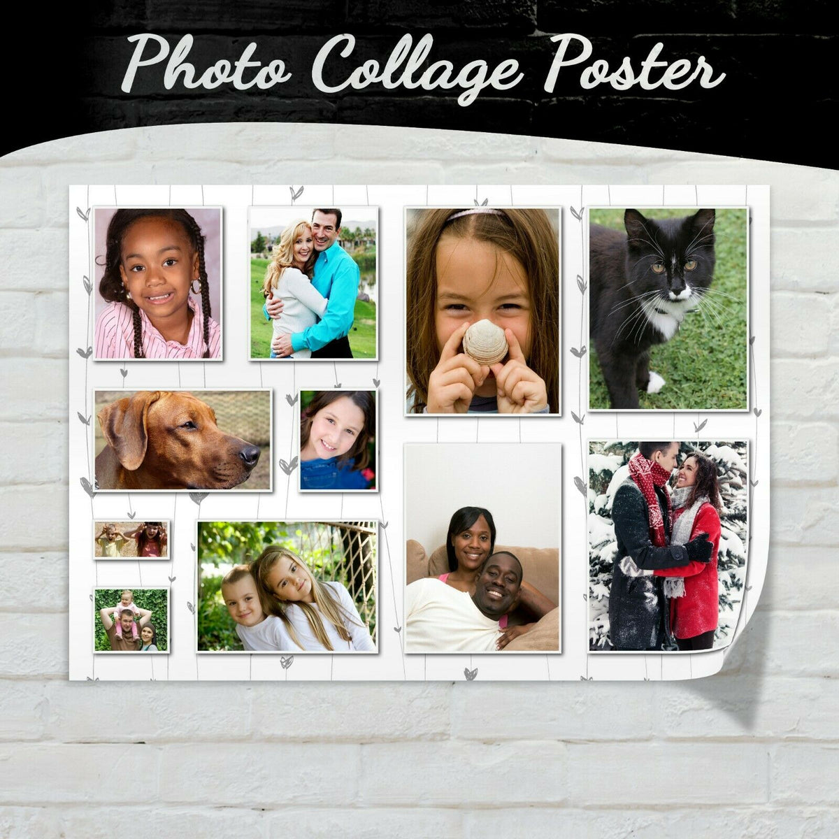 Custom Photo Collage Poster Personalised Picture Print A1 A2 A3 A4 Gri ...
